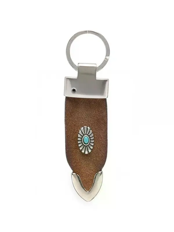 ERALDO Embellished Suede Keyring - Brown