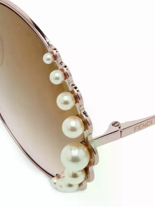 Fendi Pearl-embellished Round Sunglasses