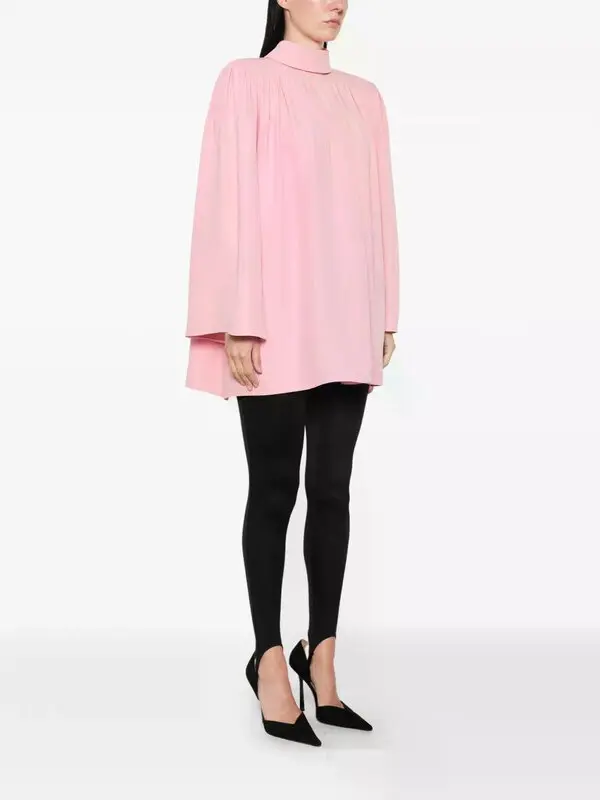 Valentino Garavani Gathered Mock Neck Blouse