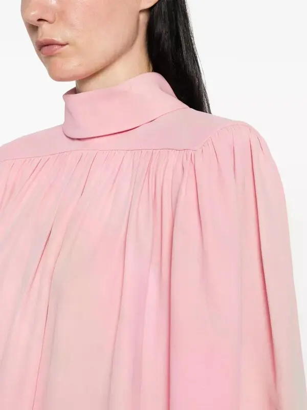 Valentino Garavani Gathered Mock Neck Blouse