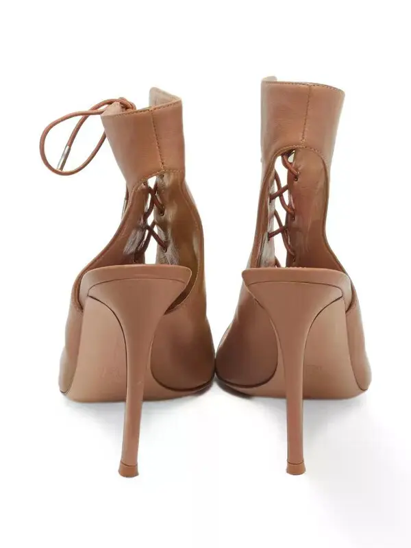 GIANVITO ROSSI Cut-out Lace-up Booties - Neutrals