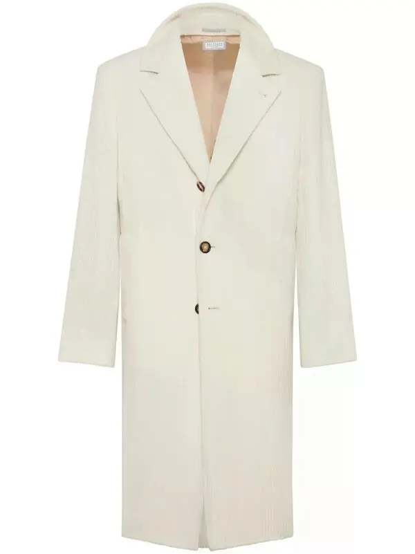 Brunello Cucinelli Long Ribbed Cashmere Coat - Neutrals