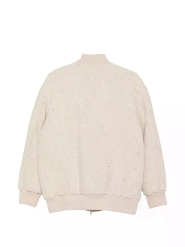 Eleventy Herringbone Sequin Embellished Bomber Jacket