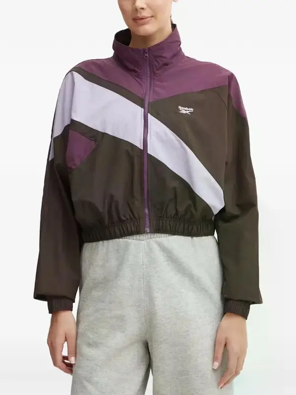 REEBOK Logo-embroidered Colour-block Jacket - Brown