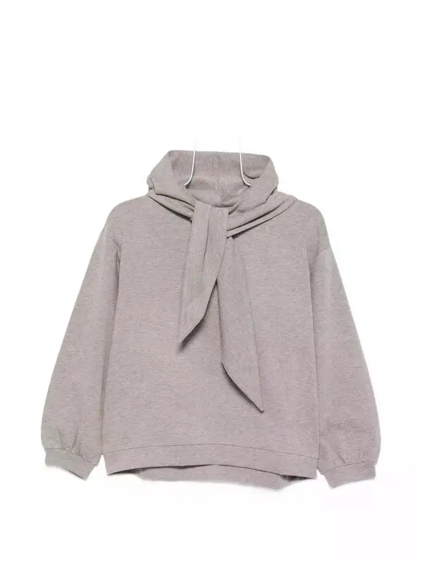 YERSE Tie-detail Hooded Hoodie - Grey