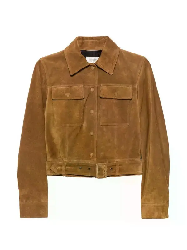 Saint Laurent Belted-waist Jacket - Brown
