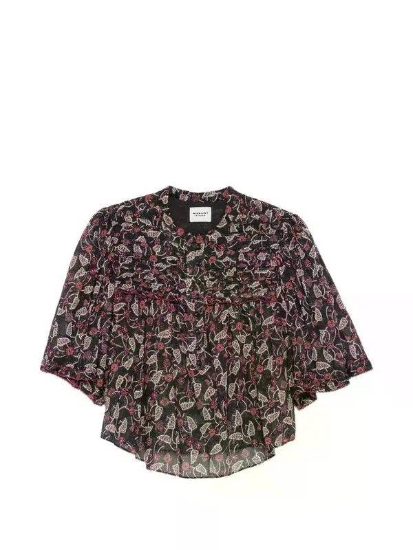 MARANT ETOILE Floral-print Ruffled Blouse - Black