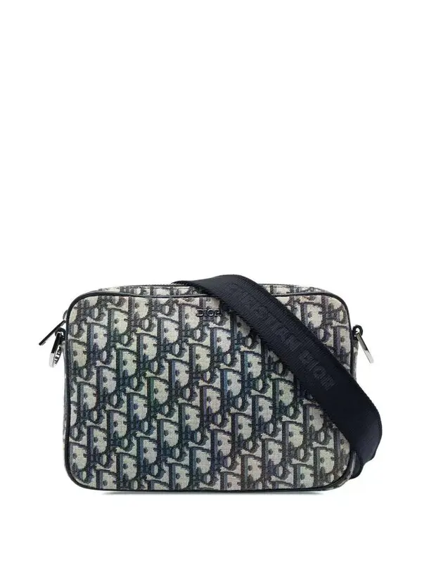Dior 2023 Oblique Canvas Saddle Triple Pouch Crossbody Bag - Blue