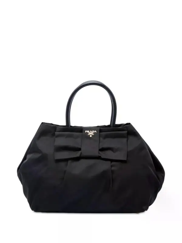 Prada Tessuto Bow Handbag - Black