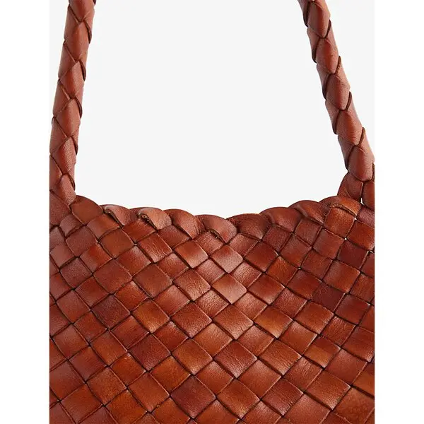 Dragon Diffusion Santa Croce Woven Leather Top Handle Bag - Tan