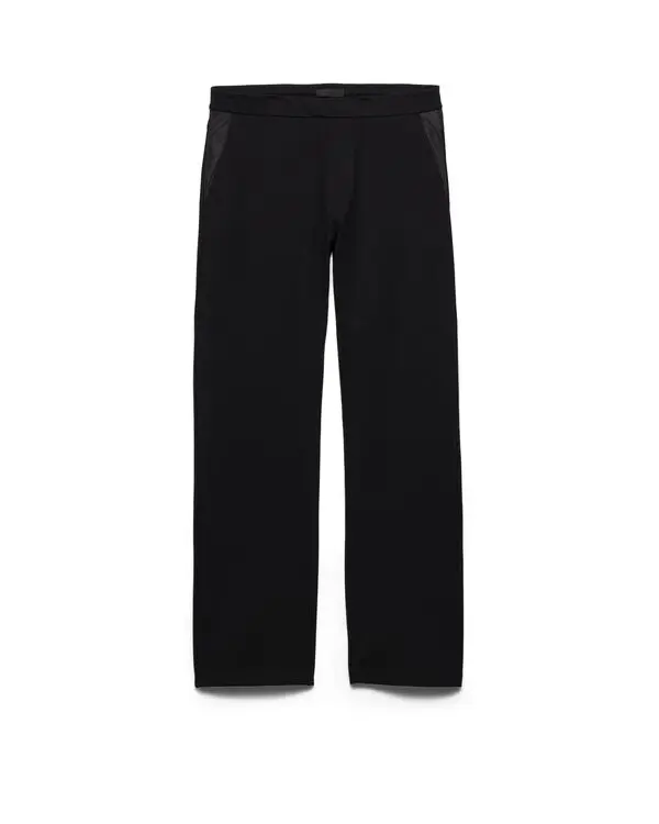 Prada Fleece Pants With Re-nylon Details - Black