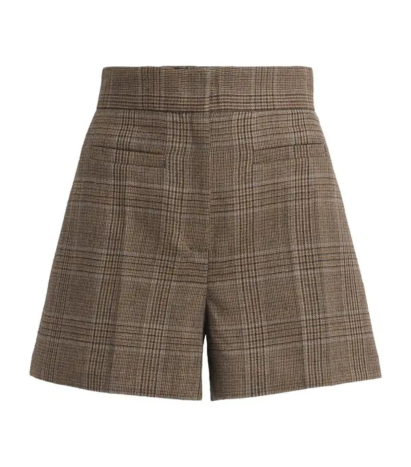 Sandro Wool Check Shorts - Brown