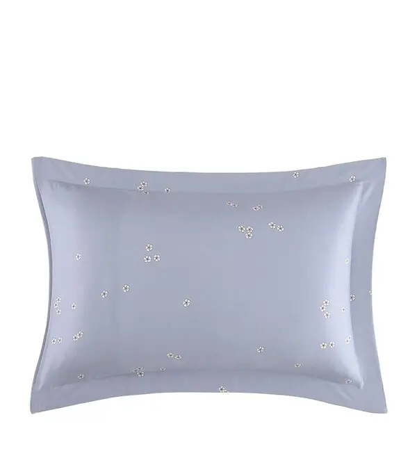 YVES DELORME Organic Cotton Rameau Oxford Pillowcase - Blue