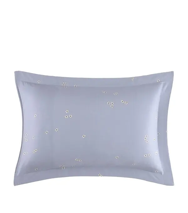YVES DELORME Organic Cotton Rameau King Oxford Pillowcase - Blue