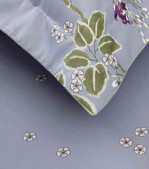 YVES DELORME Organic Cotton Rameau King Oxford Pillowcase - Blue