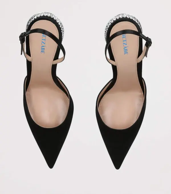BETZÁBE Satin Embellished Slingback Pumps