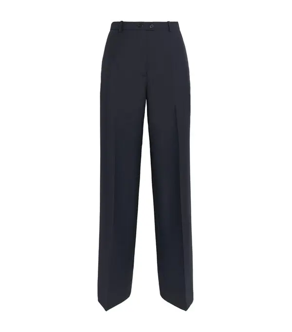 JIL SANDER Wool-mohair Straight Leg Trousers - Navy