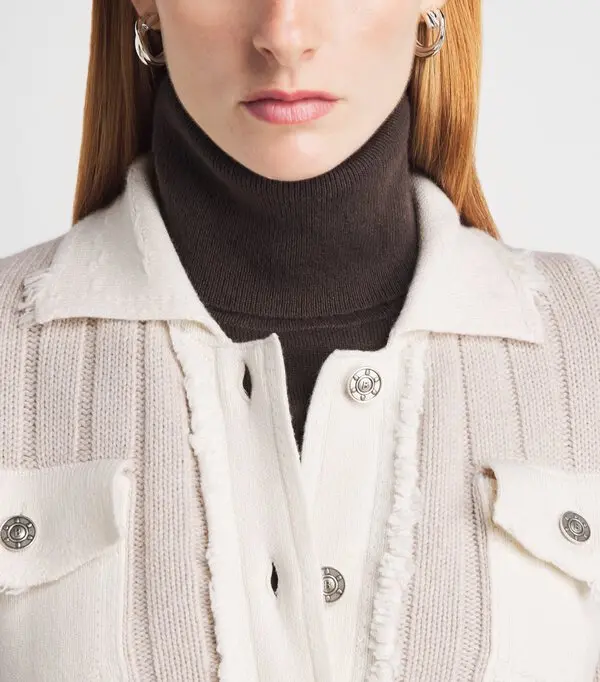 BARRIE Cashmere-wool-cotton Ribbed Jacket