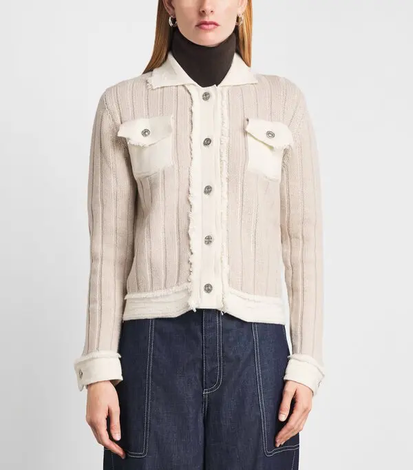 BARRIE Cashmere-wool-cotton Ribbed Jacket