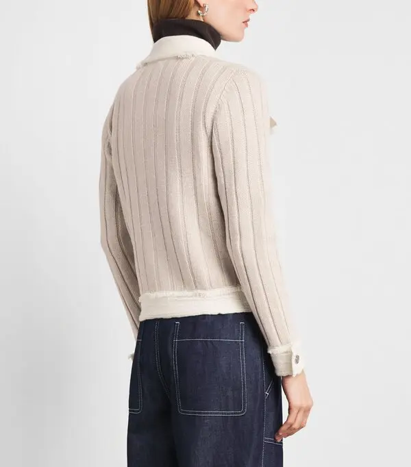 BARRIE Cashmere-wool-cotton Ribbed Jacket