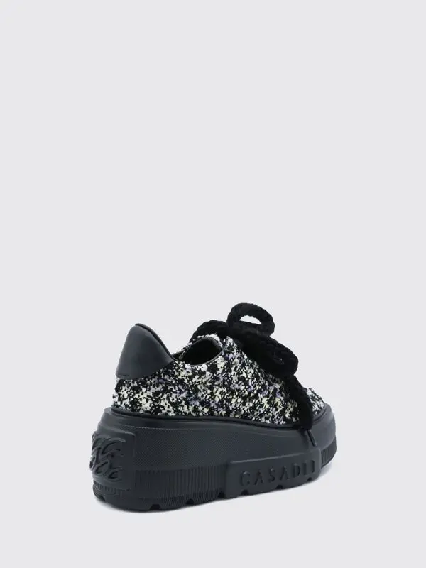 Casadei Abstract Pattern Tweed Platform Sneakers