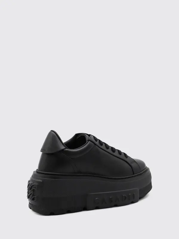 Casadei Nexus Leather Platform Sneakers With Floral Embroidery