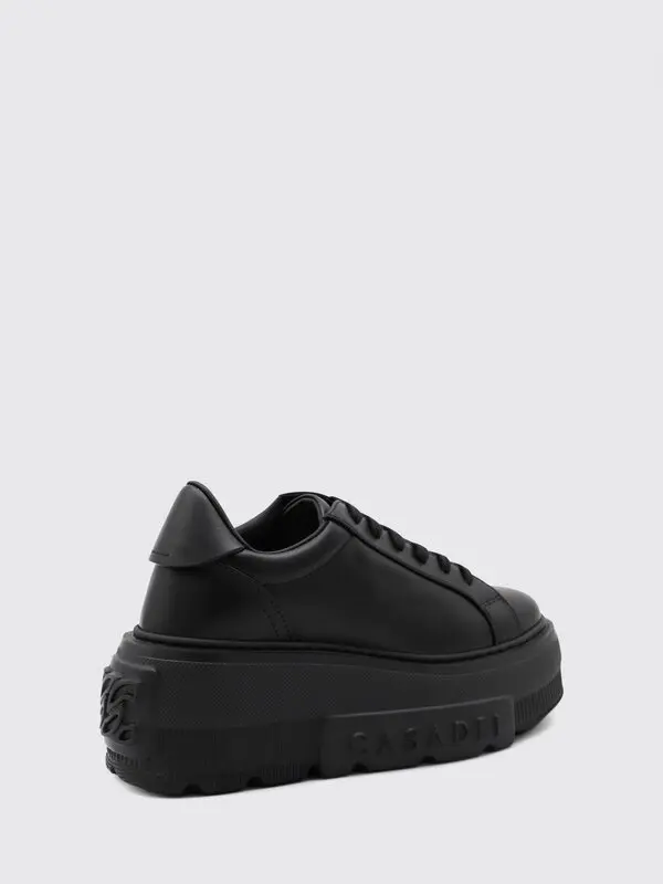 Casadei Nexus Leather Platform Sneakers With Floral Embroidery
