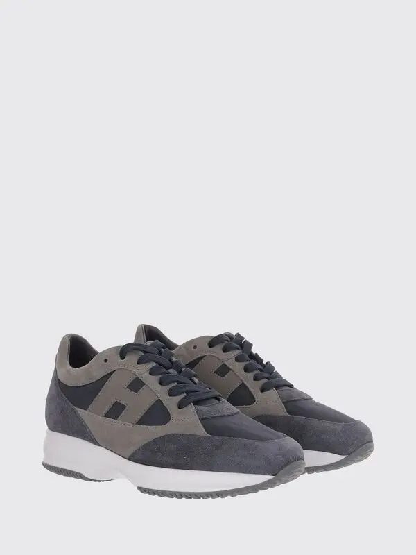 Hogan H580 Suede And Mesh Sneakers With Side Logo - Blue