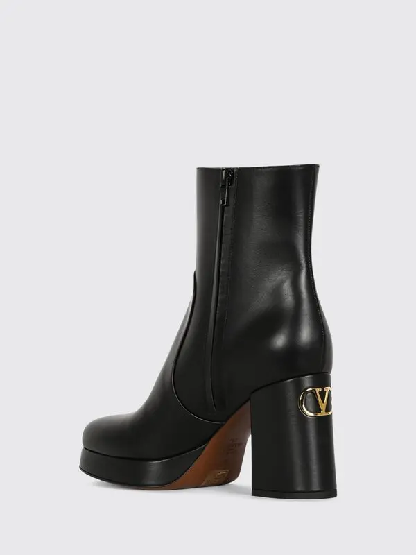 Valentino Garavani Calfskin Ankle Boots With High Heel And Vlogo Signature - Black