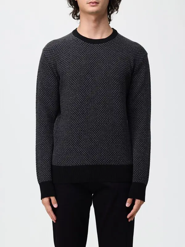 BROOKSFIELD Patterned Pure Virgin Wool Crewneck Sweater - Fa01