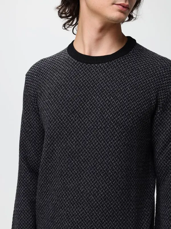 BROOKSFIELD Patterned Pure Virgin Wool Crewneck Sweater - Fa01