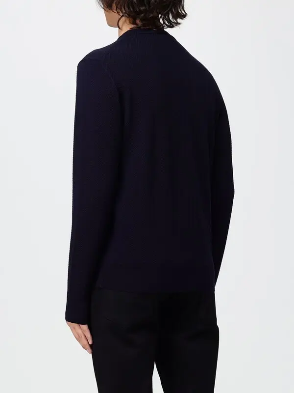 BROOKSFIELD Two-tone Crewneck Sweater In Textured Jersey - Blue