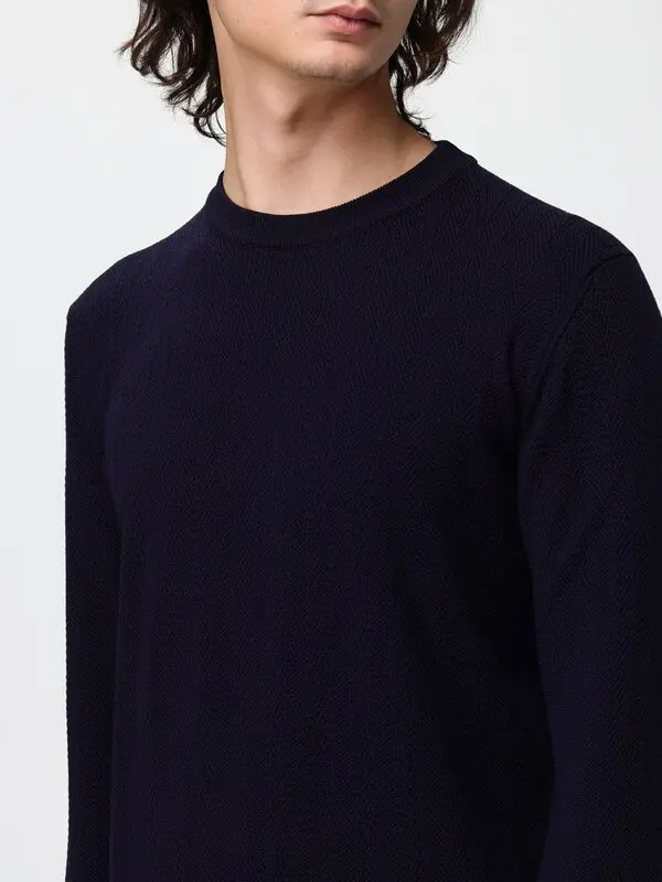 BROOKSFIELD Two-tone Crewneck Sweater In Textured Jersey - Blue