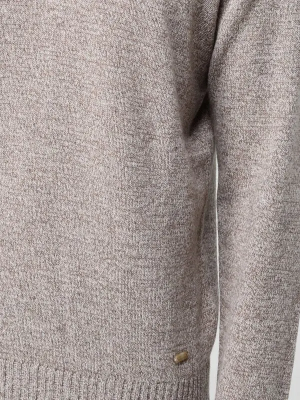 BROOKSFIELD Pure Wool Crew Neck Sweater With Ribbed Trims - Beige