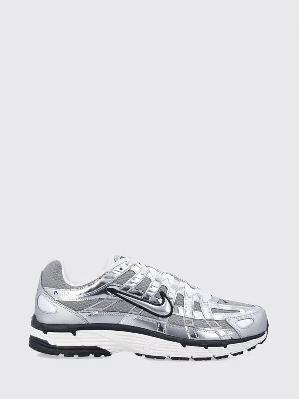 Nike P-6000 Laminated Faux Leather And Mesh Sneakers With Notched Sole - Silver