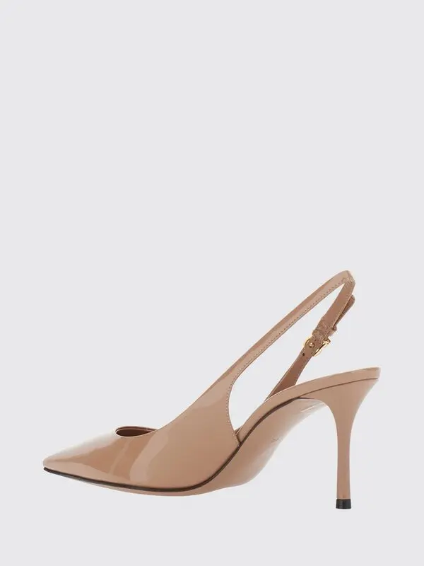 Dolce & Gabbana Patent Leather Slingback Pumps With Dg Logo - Beige