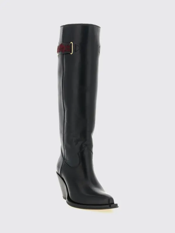Chloé Knee-high Calfskin Cowboy Boots With Flared Heel - Black
