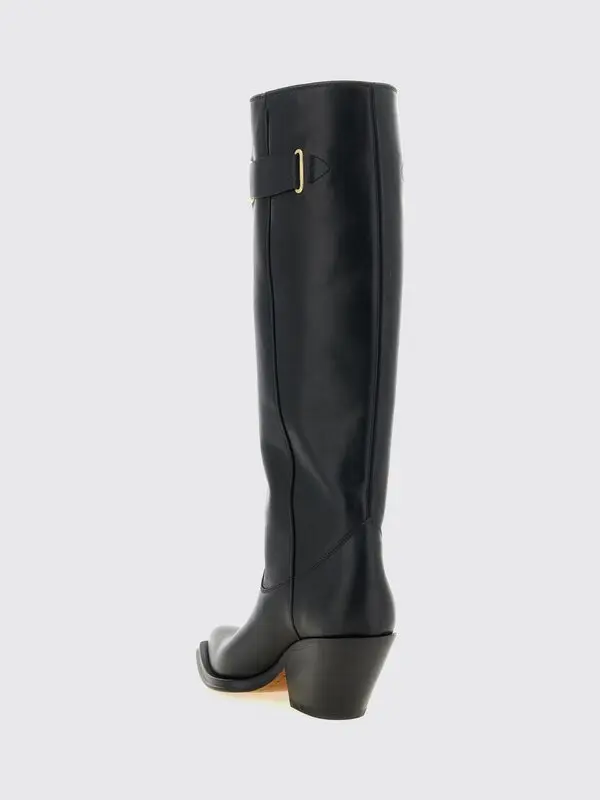 Chloé Knee-high Calfskin Cowboy Boots With Flared Heel - Black