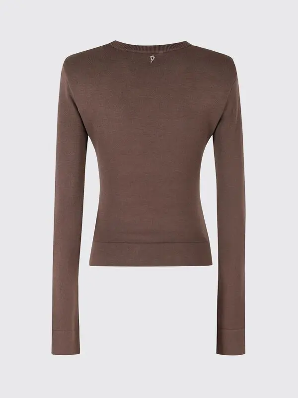 DONDUP Slim Fit Crewneck Sweater With Padded Shoulders - Brown