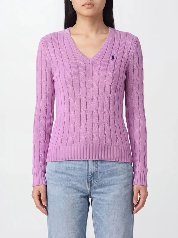 Polo Ralph Lauren Slim Fit V-neck Cotton Sweater With Embroidered Pony