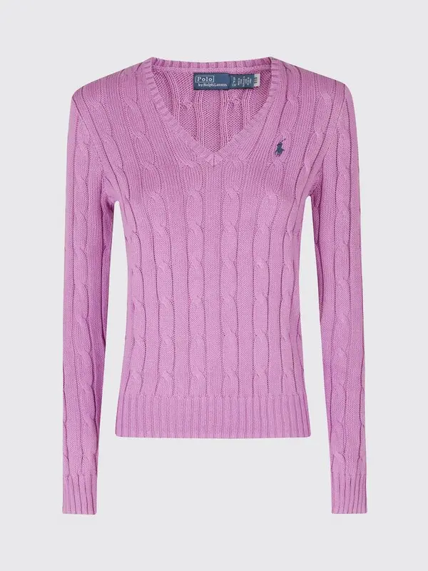 Polo Ralph Lauren Slim Fit V-neck Cotton Sweater With Embroidered Pony