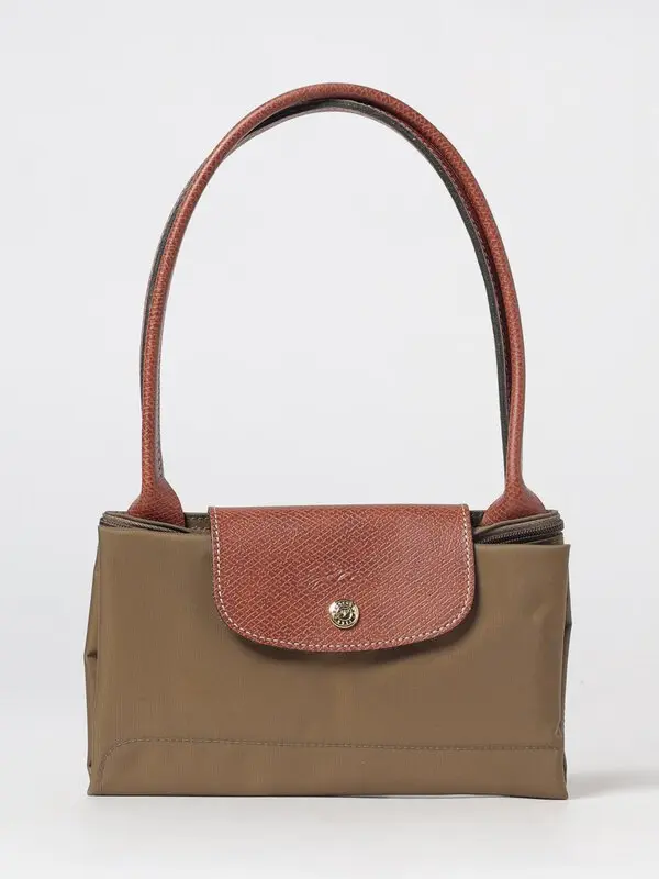 Longchamp Le Pliage Original Shoulder Bag In Recycled Nylon With Leather Handles - Olive