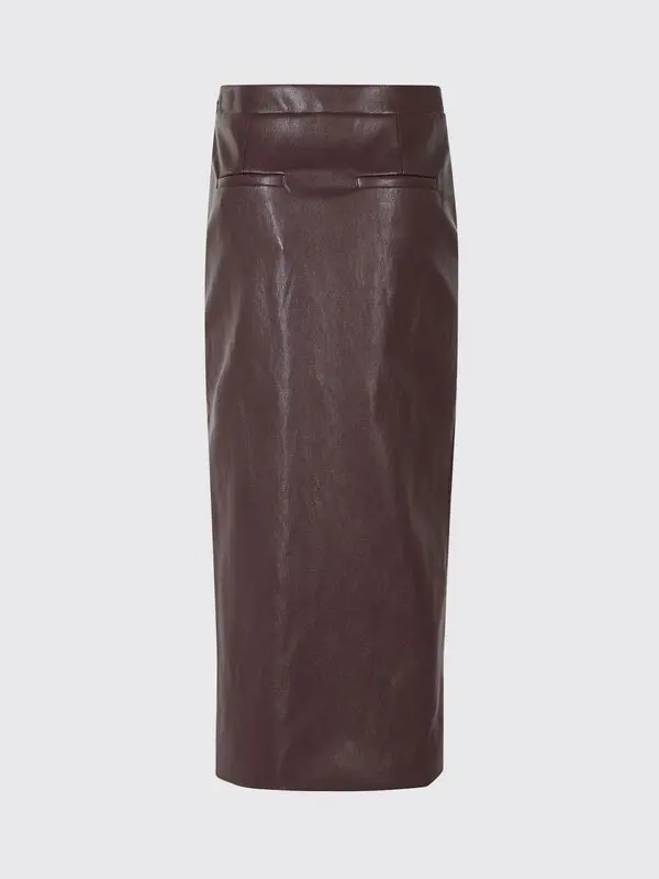 Herno High-waisted Midi Pencil Skirt In Faux Leather With Front Slit