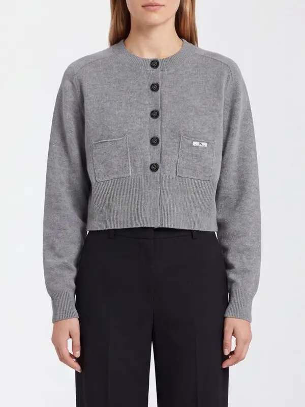 Elisabetta Franchi Cropped Wool And Cashmere Blend Cardigan - Grey