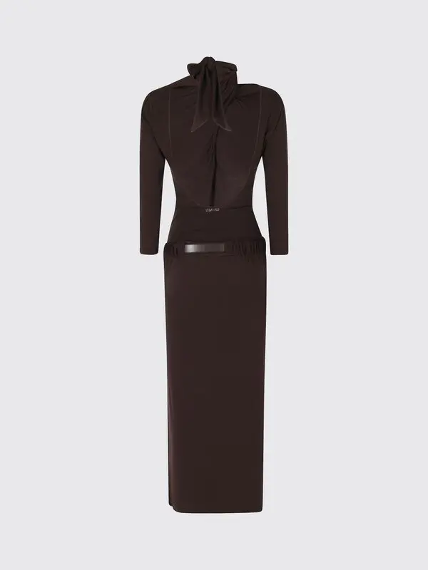 Attico High-neck Stretch-jersey Midi Sheath Dress With Side Slit
