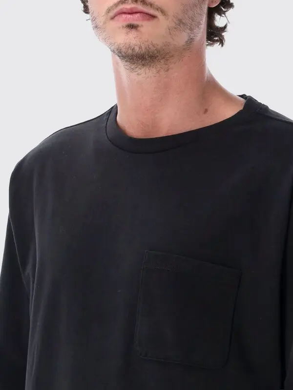 Champion Long-sleeved Cotton T-shirt With Patch Pocket - Black