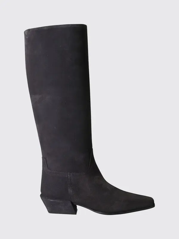 SEMICOUTURE Suede Knee-high Boots With Low Heel