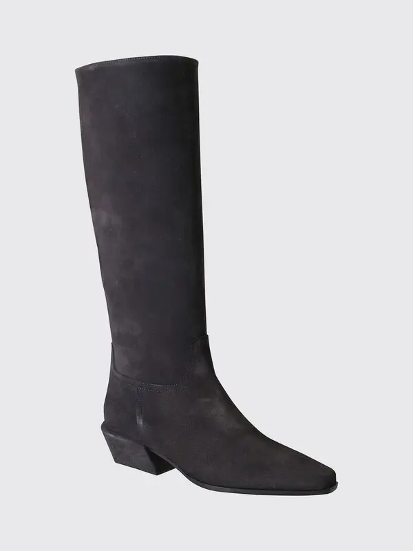 SEMICOUTURE Suede Knee-high Boots With Low Heel
