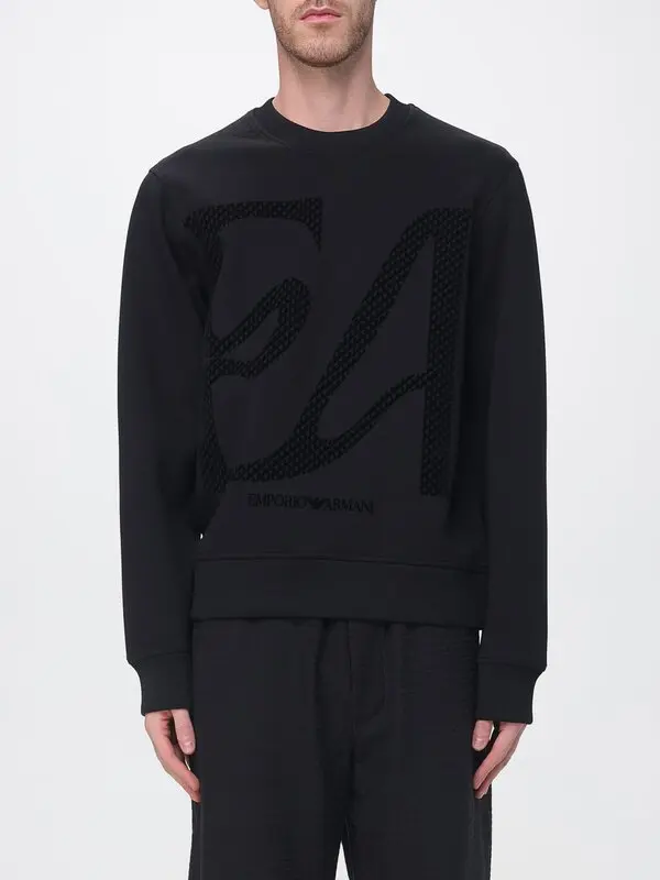 Emporio Armani High Neck Zip-up Sweatshirt With Eagle Logo - Navy