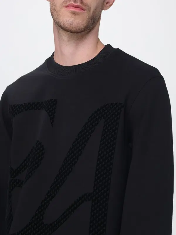 Emporio Armani High Neck Zip-up Sweatshirt With Eagle Logo - Navy